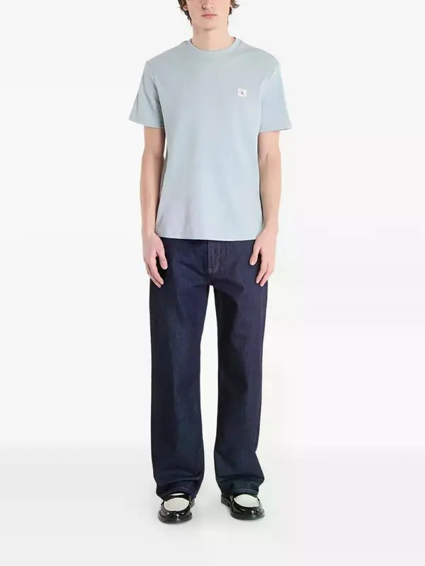Calvin Klein Waffle-knit Crew-neck T-shirt - Blue