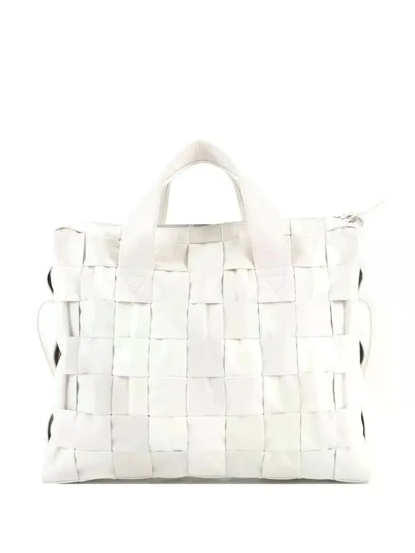 Bottega Veneta Stretch Cassette Briefcase Maxi Intrecciato Large Tote Bag - White