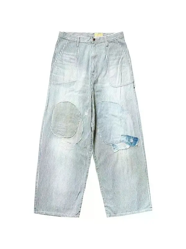 Kapital Stripe-pattern Baggy Trousers - Blue
