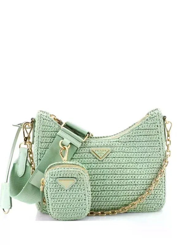 Prada Re-edition 2005 Shoulder Bag Raffia Small Crossbody Bag - Green