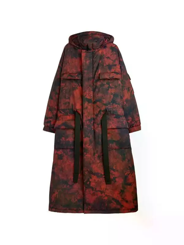 Y3 Aop Hooded Coat - Red