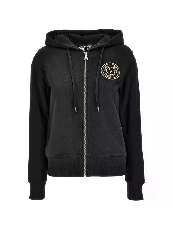 Versace Drawstring Hoodie With Logo Patch