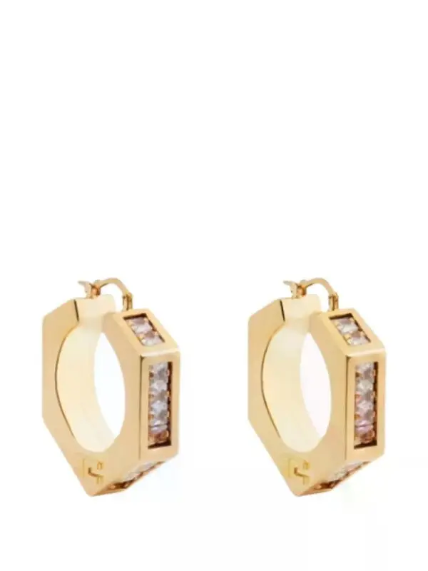 Elisabetta Franchi Hexagonal Stone Hoop Earrings