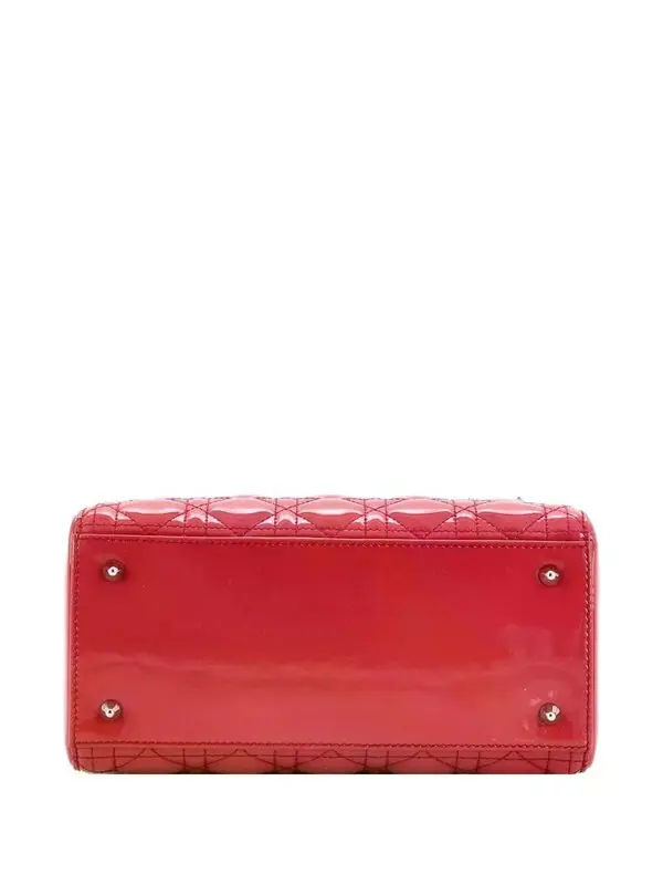 Dior Lady Cannage Quilt Patent Medium Satchel - Pink