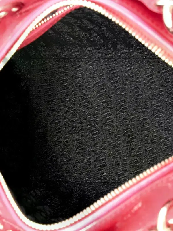 Dior Lady Cannage Quilt Patent Medium Satchel - Pink