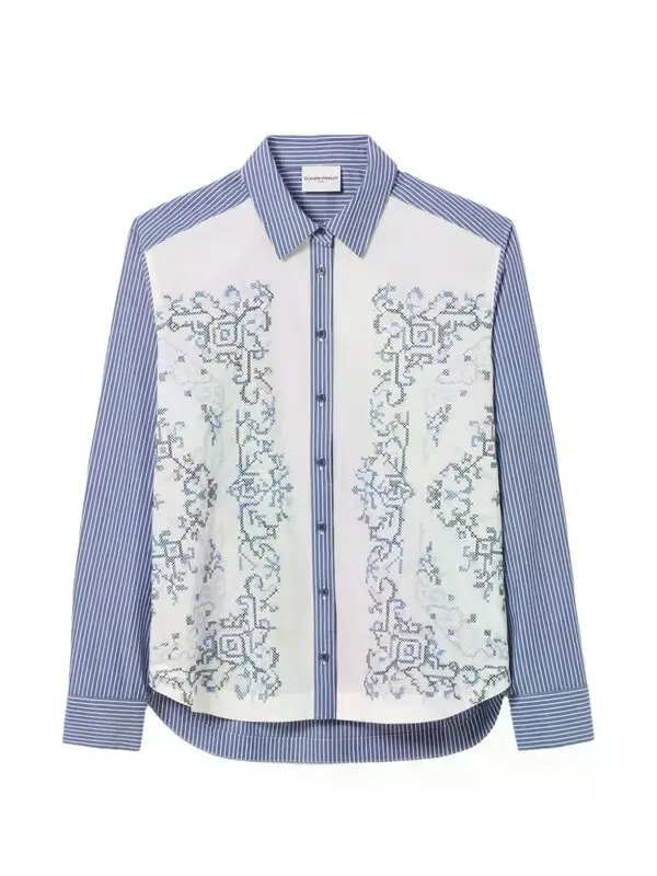 Claudie Pierlot Striped Embroidered Shirt - Blue