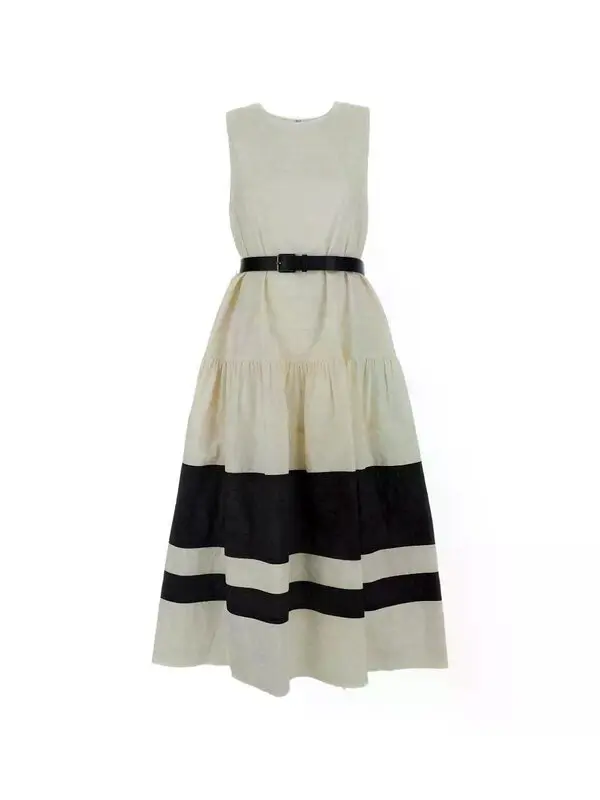 Mantū Striped A-line Dress - Neutrals