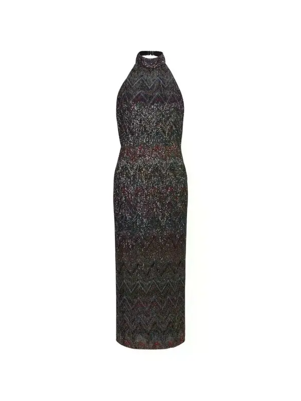 Missoni Chevron-pattern Halterneck Maxi Dress