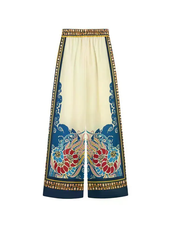 La DoubleJ Floral Palazzo Trousers - Neutrals