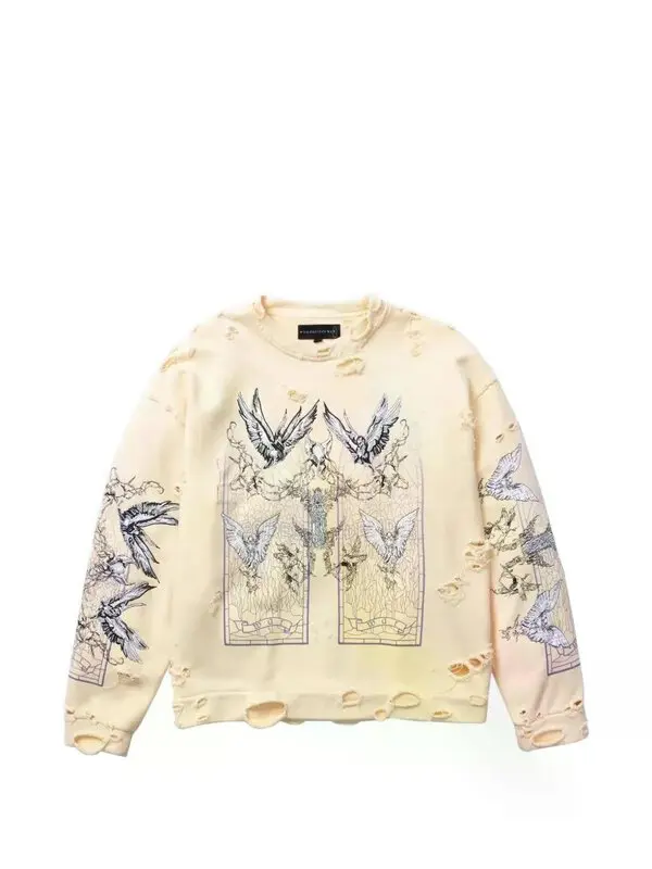 WHO DECIDES WAR BY EV BRAVADO Ascension Printed Sweatshirt - Neutrals