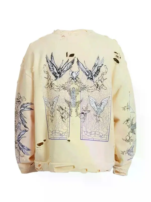WHO DECIDES WAR BY EV BRAVADO Ascension Printed Sweatshirt - Neutrals