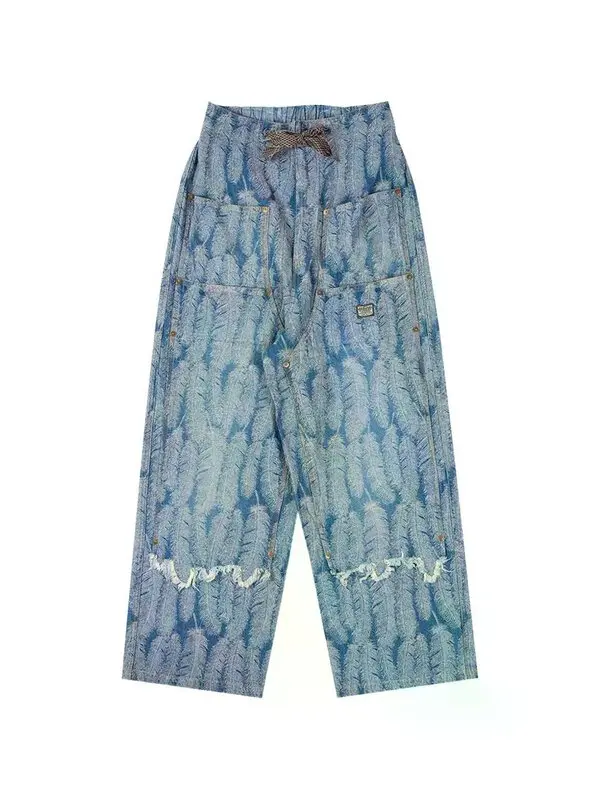Kapital Magpie Feather-graphic Baggy Jeans - Blue