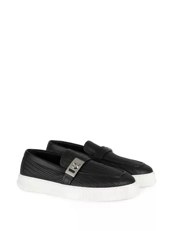 FERRAGAMO Braided Sneaker Loafers With Buckle