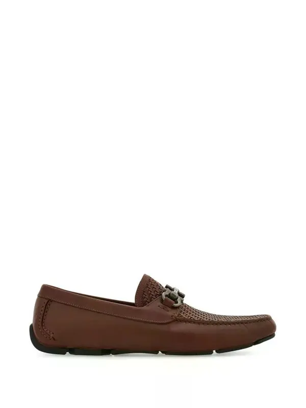 FERRAGAMO Penny Driver Loafers With Gancini Buckle - Brown