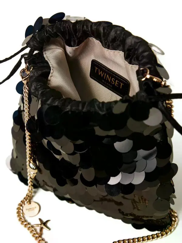 TWINSET Embellished Satin Pouch With Sequins