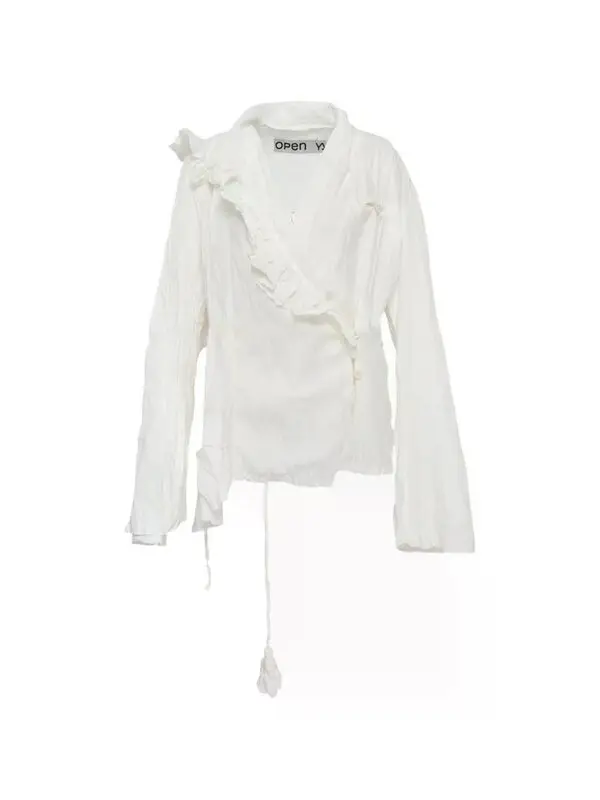OPEN YY Unbalanced Ruffled Blouse - White