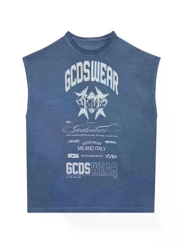 Gcds Printed Sleeveless T-shirt - Blue