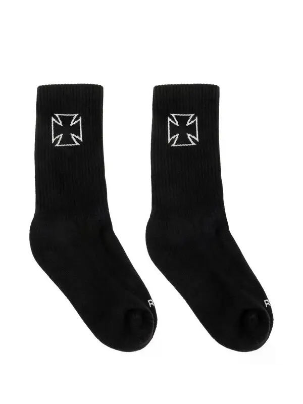 Vetements Embroidered Ribbed Socks - Black