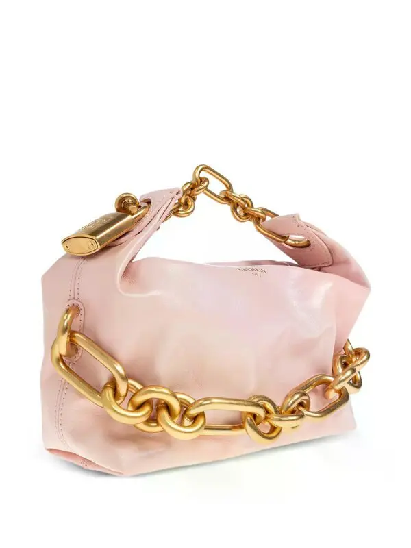 Balmain Mini Sync Chain Padlock Leather Tote Bag - Pink