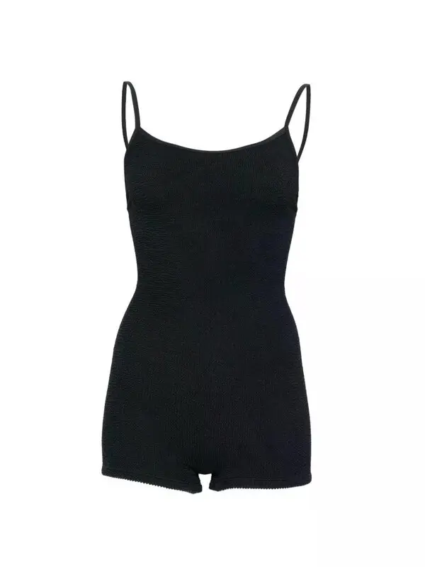 Hunza G Pamela Romper Spaghetti Strap Swimsuit - Black