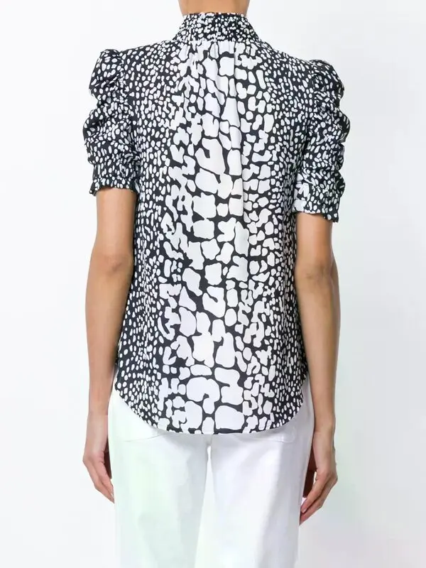 Michael Kors Patterned Ruched Sleeve Blouse