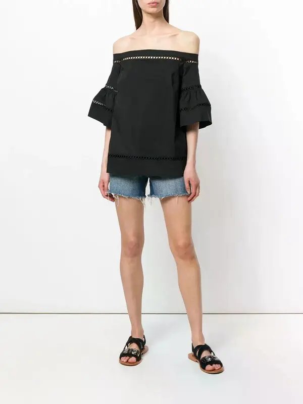 Michael Kors Embroidered Off-shoulder Top