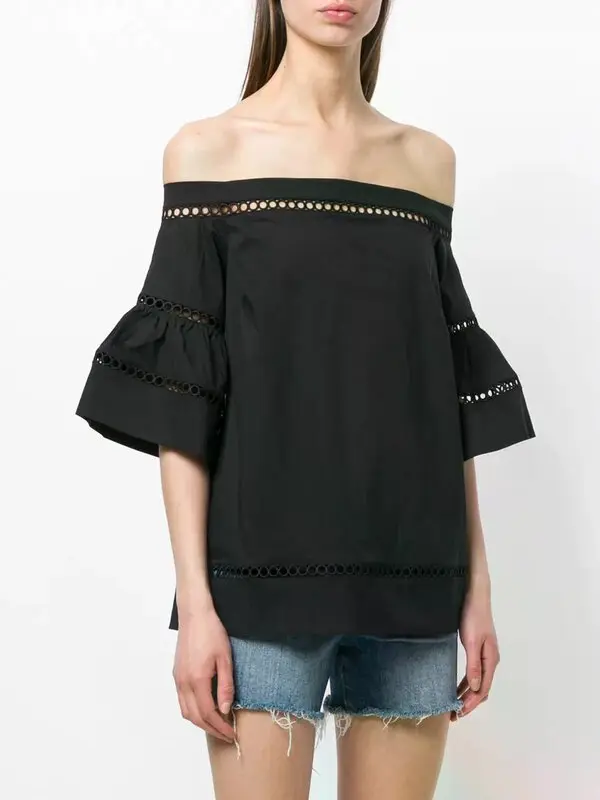 Michael Kors Embroidered Off-shoulder Top