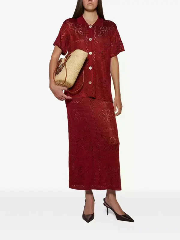 Calle Del Mar Floral Tile Midi Skirt