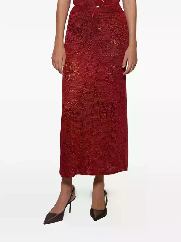 Calle Del Mar Floral Tile Midi Skirt