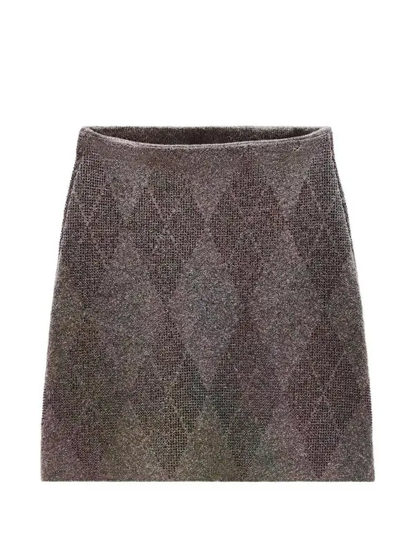 Alexander Wang Crystal Hotfix Argyle Tennis Tenis Skirt - Brown