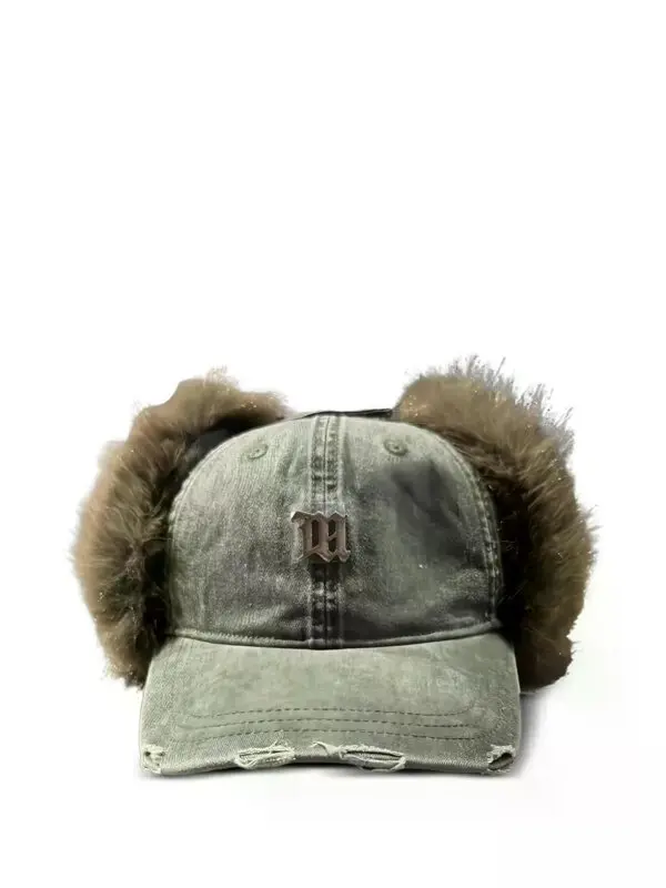 MISBHV Distressed Fur Trim Hat - Green