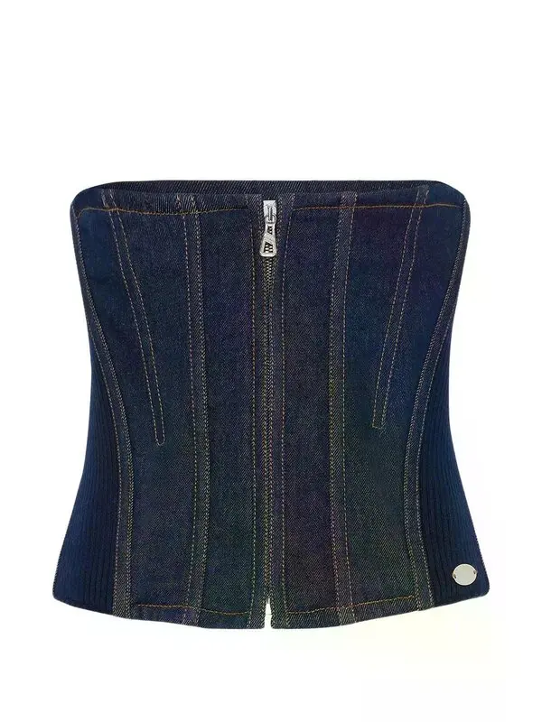 Jean Paul Gaultier Denim Zip Corset Top - Blue