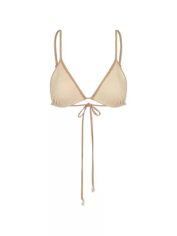 Johanna Ortiz Trimmed Tie Bikini Top - Neutrals