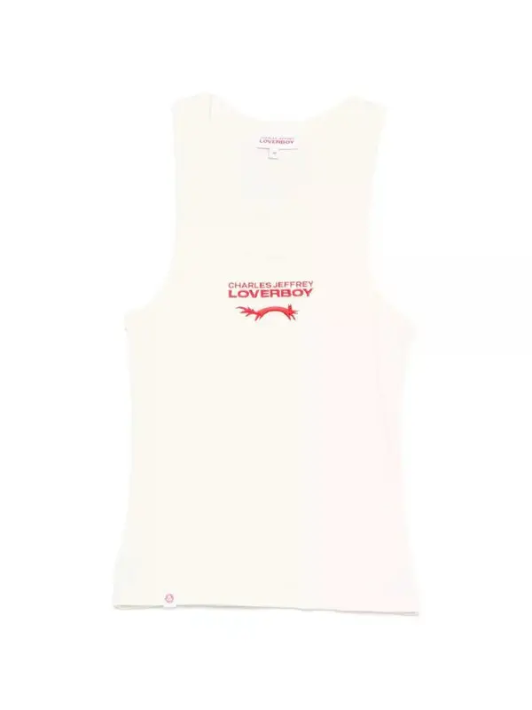 CHARLES JEFFREY Logo-embroidered Tank Top - Neutrals