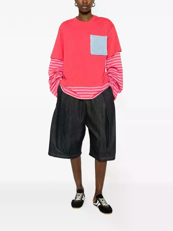 CHARLES JEFFREY Striped-sleeve T-shirt