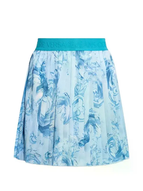 Versace Pleated Printed Skirt - Blue