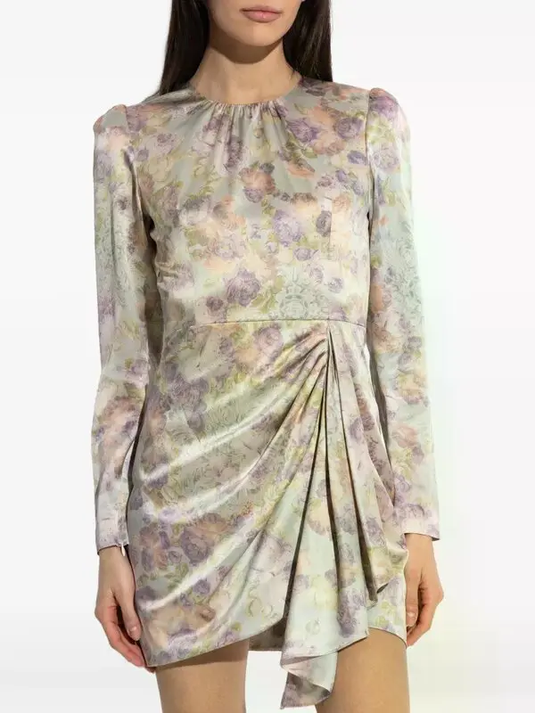 Alessandra Rich Floral Draped Dress - Neutrals
