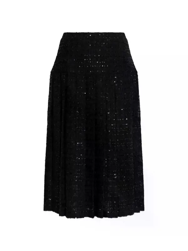 Alessandra Rich Sequin Slit Skirt - Black