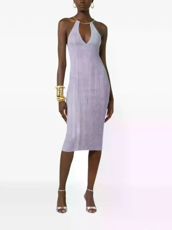 Elisabetta Franchi Ring V-neck Midi Dress