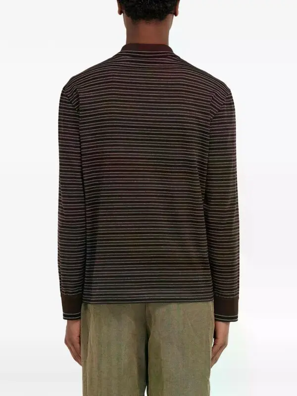 FERRAGAMO Long Sleeve Striped Polo Shirt