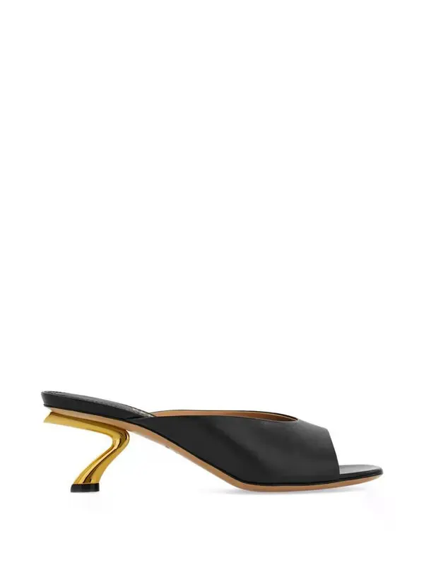 FERRAGAMO Sculptural Heel Slide - Black