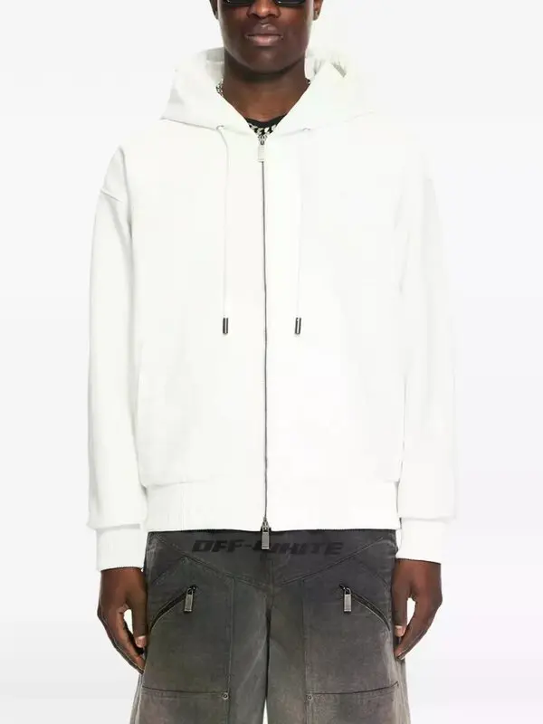 Off-White Royal Team Embroidery Hooded Leather Jacket - White