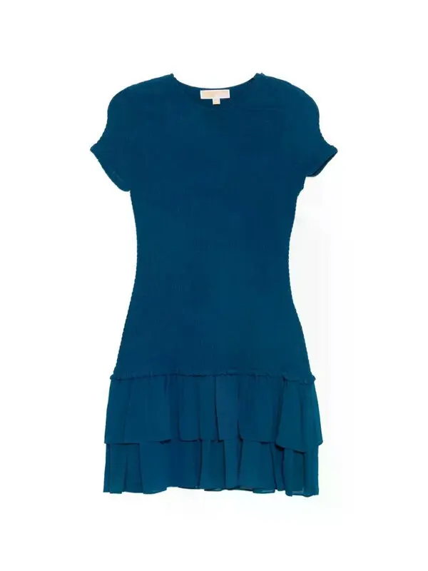 Michael Kors Smocked Georgette Ruffle Mini Dress