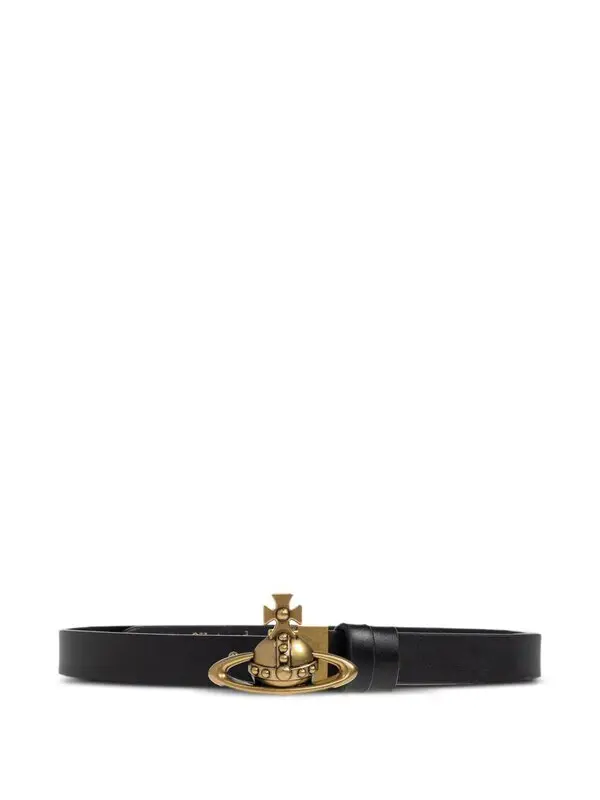 VIVIENNE WESTWOOD Orb Buckle Leather Belt - Black