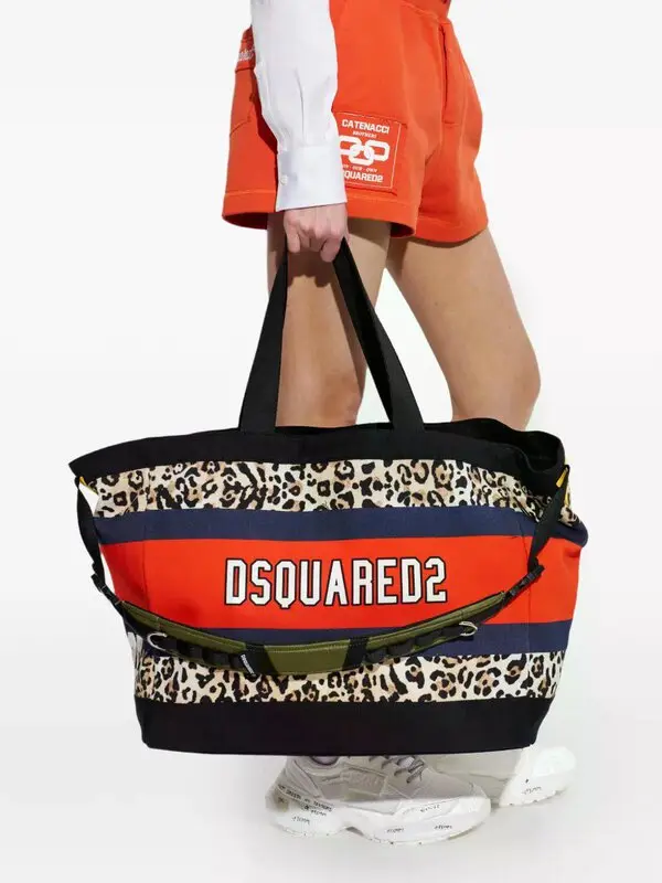 Dsquared2 Leopard-print Striped Tote Bag