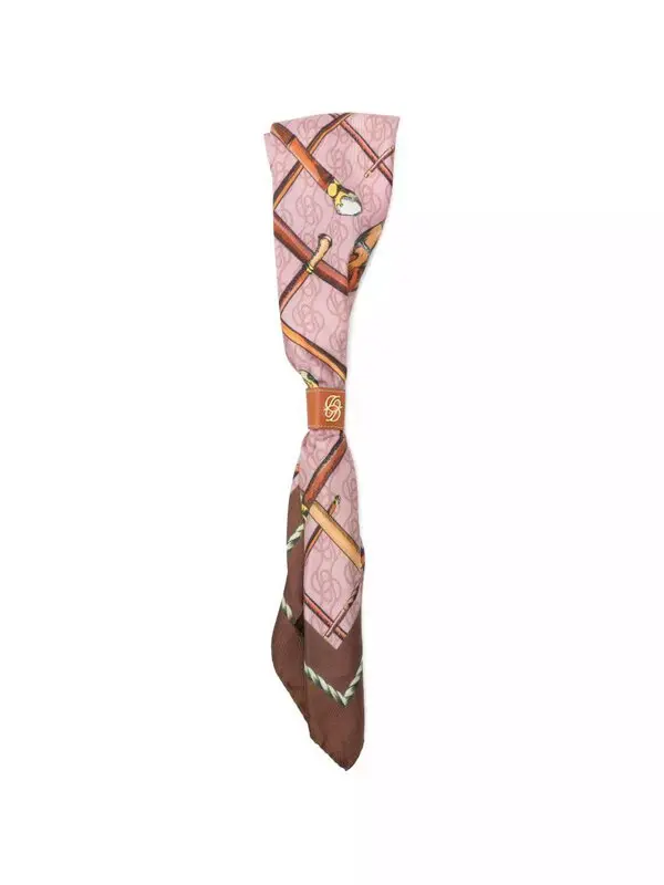Drole De Monsieur Buckle Print Silk Scarf - Pink