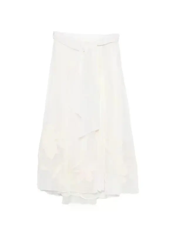 FORTE_FORTE Floral Tie Detail Skirt - Neutrals