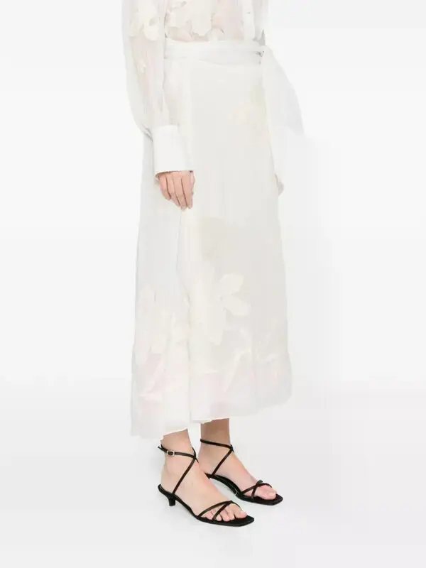 FORTE_FORTE Floral Tie Detail Skirt - Neutrals
