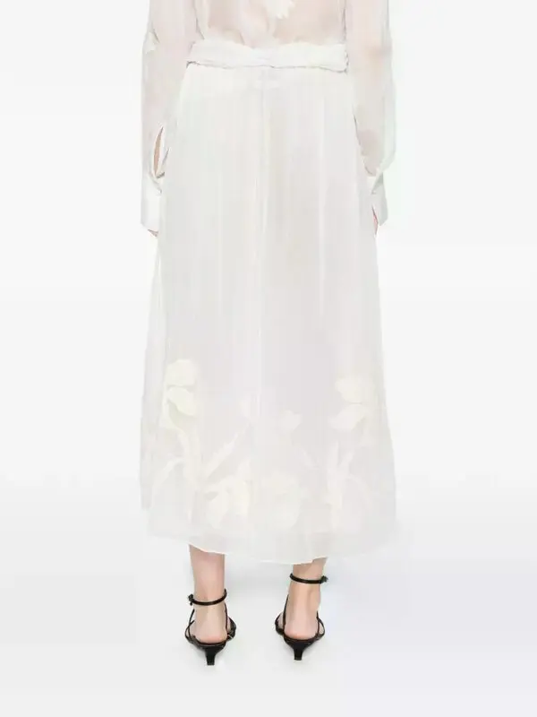 FORTE_FORTE Floral Tie Detail Skirt - Neutrals