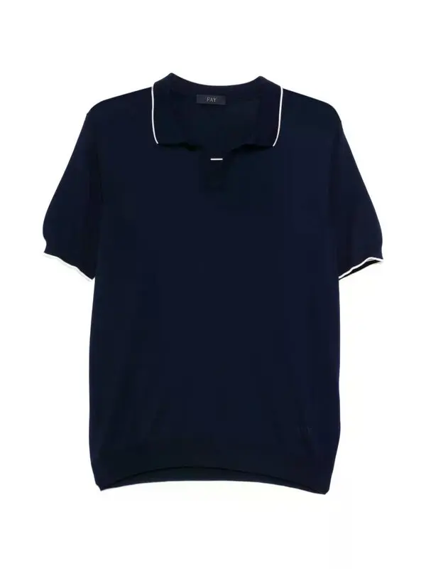 FAY Piped Polo Shirt - Blue